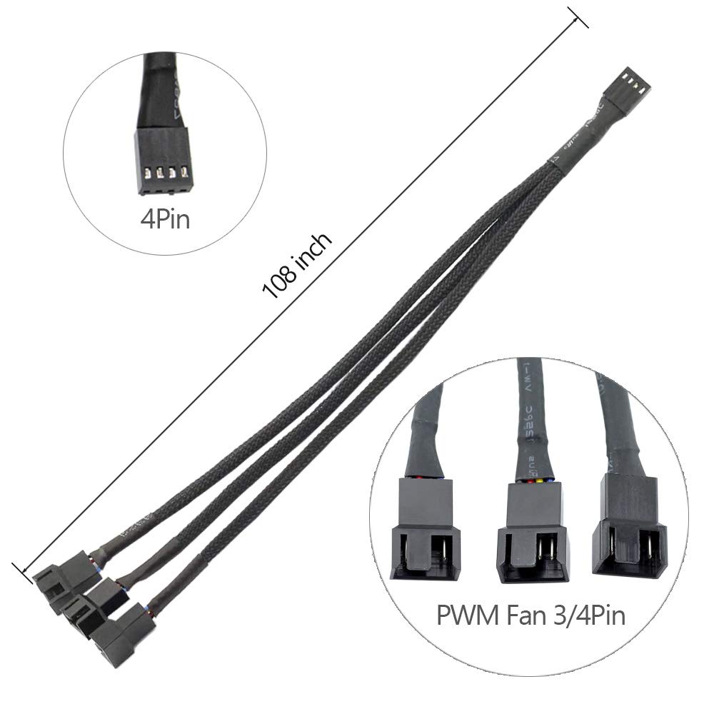 CABLE VENTILADOR COOLER EXTENSION SPLITER 1 A 3 FAN 4 PINES PWM ...